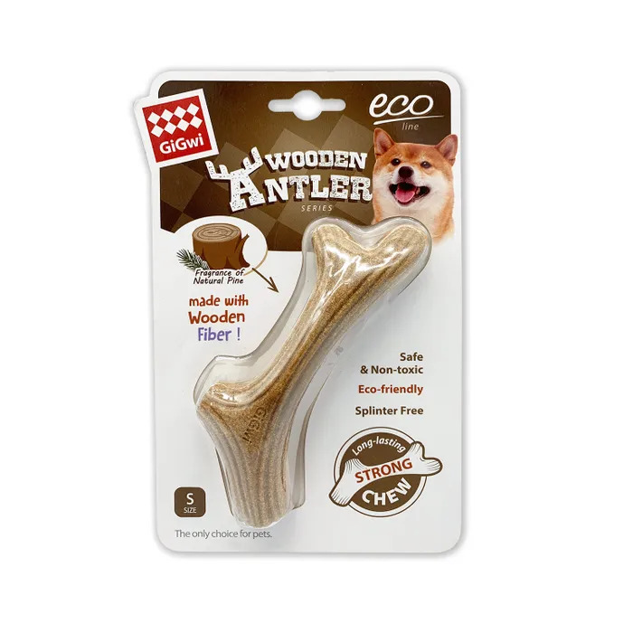 GiGwi Wooden Antler Dog Chew Toy - Small (15cm)