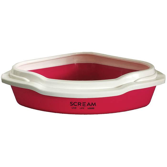 Scream Corner Cat Litter Tray (55x43x17cm) - Pink