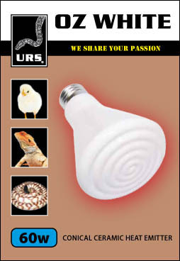URS OZ White Ceramic Conical Heating Emitting Reptile Globe/Bulb - 60 Watt