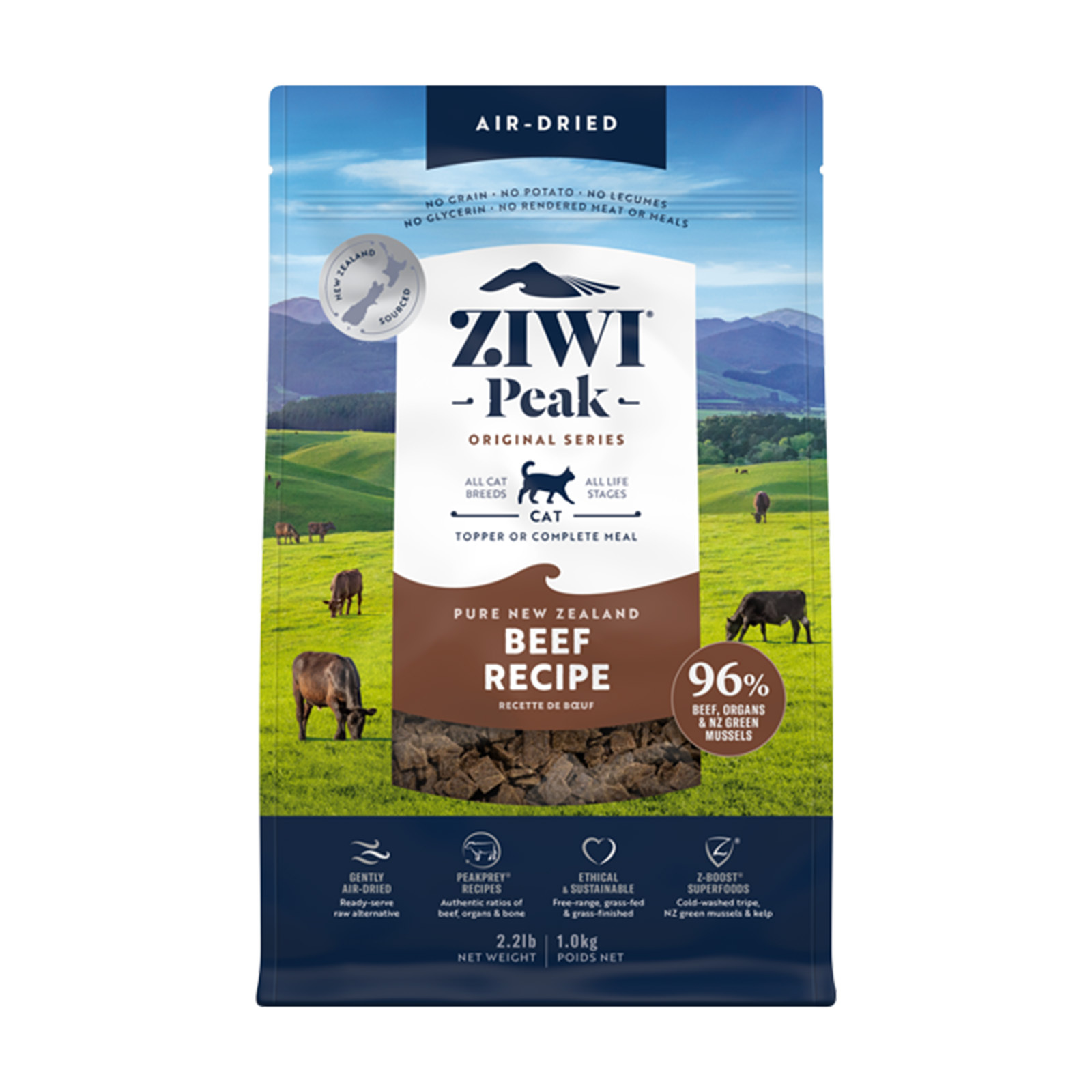 Ziwi Peak Air Dried Cat Food - Beef - 1kg